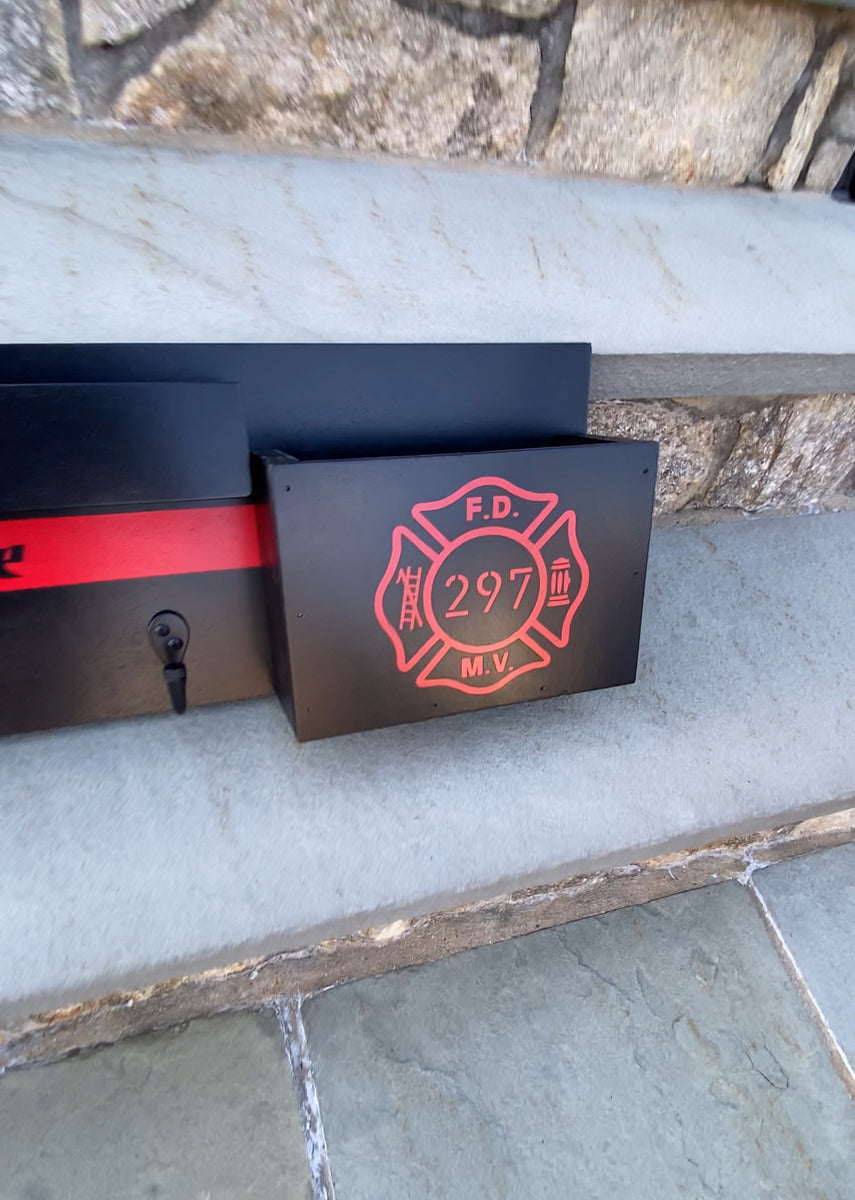 First Responder Key Hook Entryway Organizer & Mail Holder – Rustic Woods