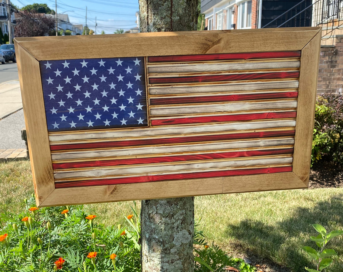Framed Classic Flag – Rustic Woods